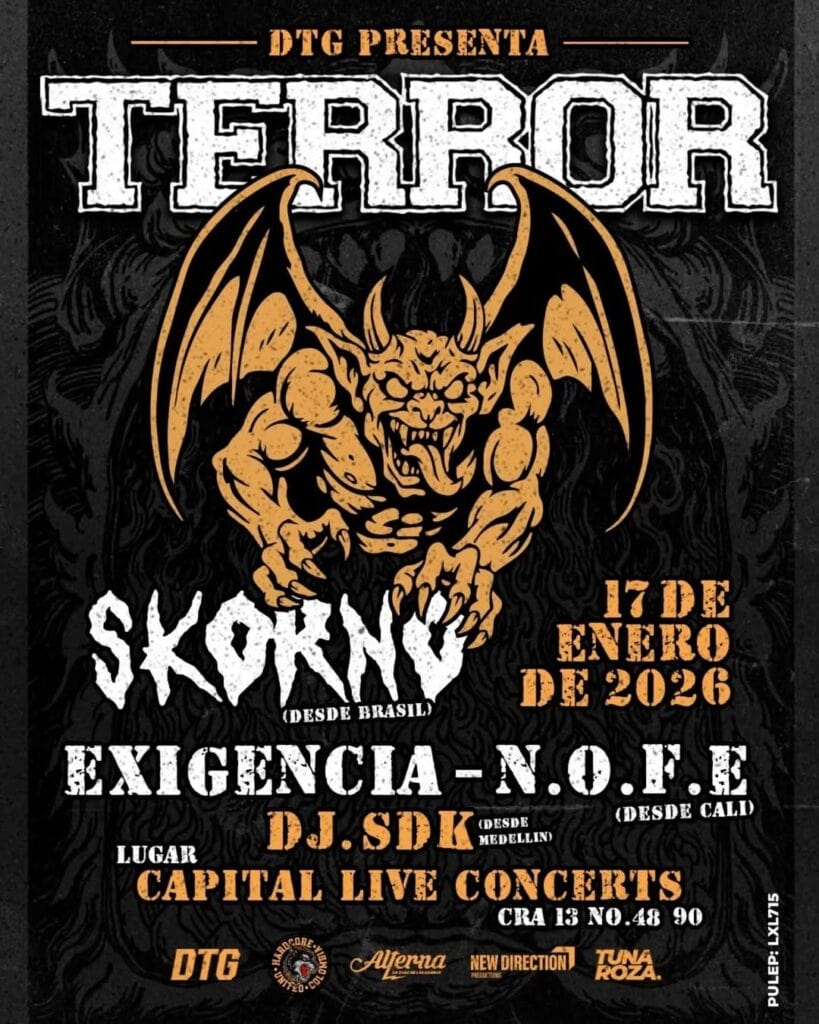 TERROR - Concierto, Música - Bogotá - Eventario